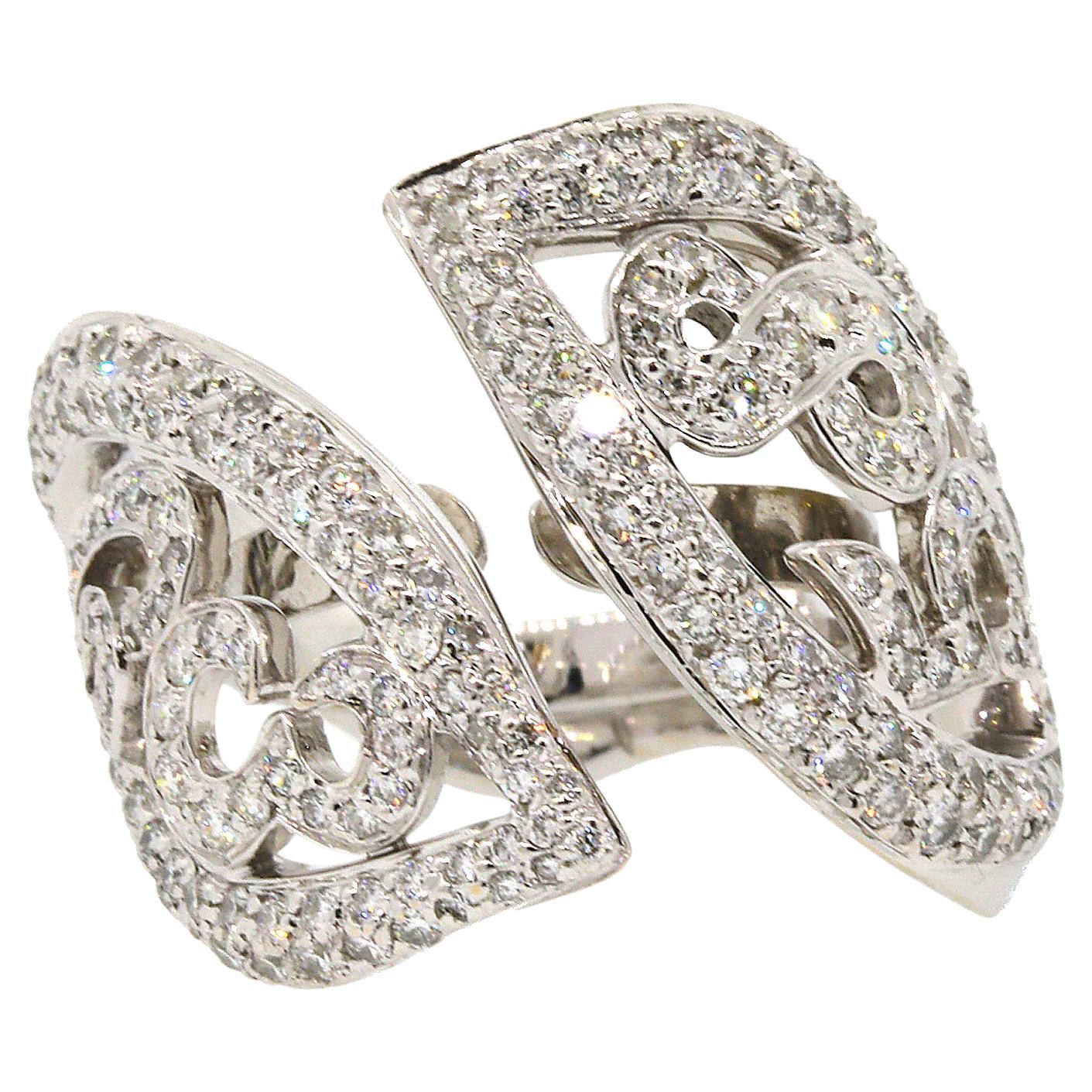 Franck Muller White and Rose Gold Diamond Liberty Ring For Sale at 1stDibs