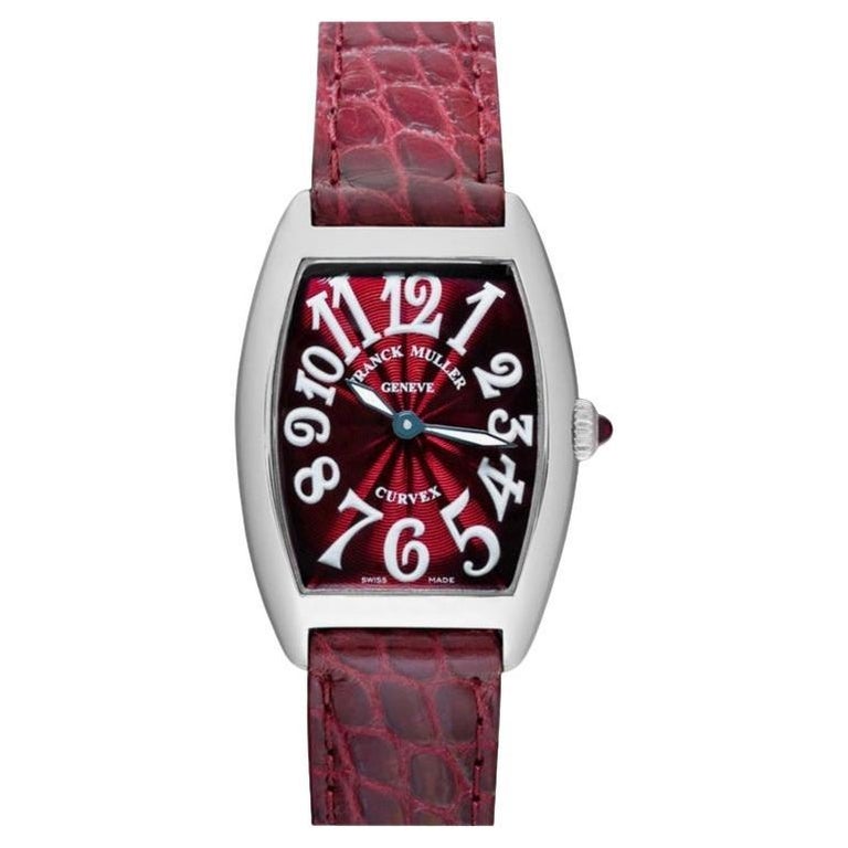 Franck Muller Cintree Curvex Rare Red Dial Box Papers For Sale at 1stDibs