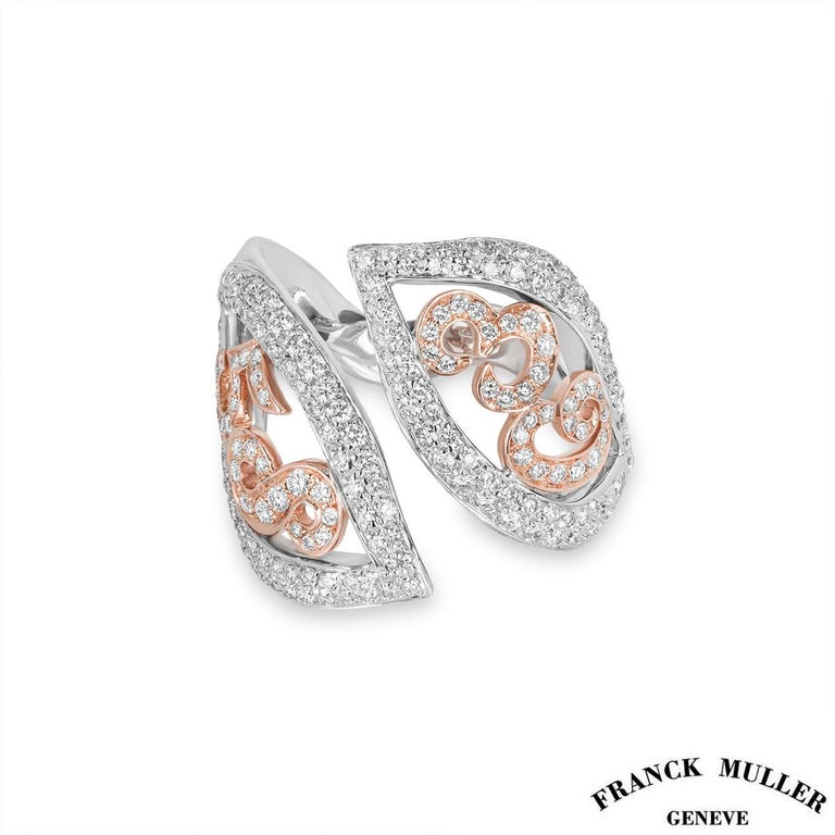 Franck Muller White and Rose Gold Diamond Liberty Ring For Sale at 1stDibs