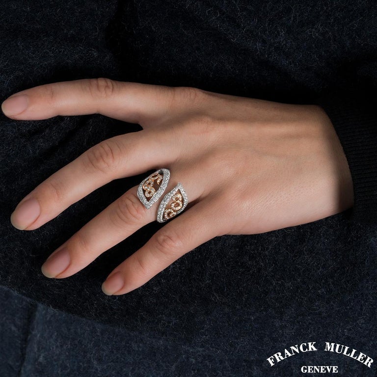 Franck Muller White and Rose Gold Diamond Liberty Ring For Sale at 1stDibs
