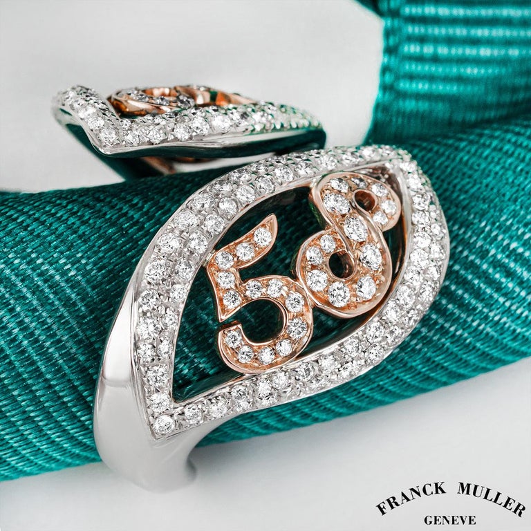 Franck Muller White and Rose Gold Diamond Liberty Ring For Sale at 1stDibs