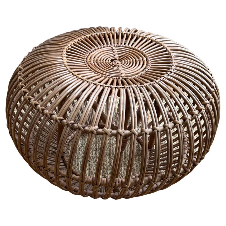 Franco Albini Mid -Century Modern Rattan Pouf at 1stDibs