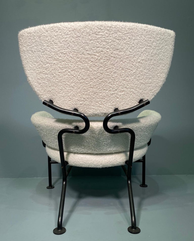 Franco Albini Poggi Pair "Tre Pezzi" Lounge Chairs, White Boucle, 1959 ...