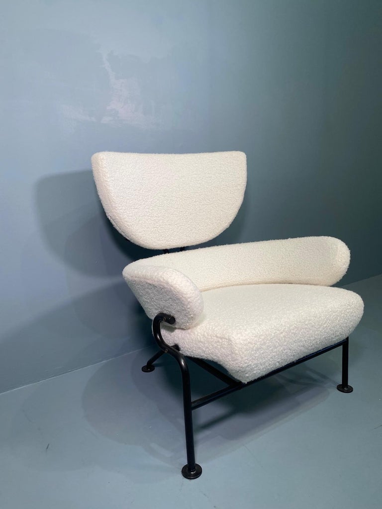 Franco Albini Poggi Pair "Tre Pezzi" Lounge Chairs, White Boucle, 1959 ...