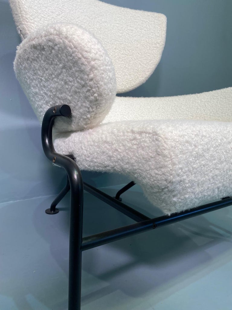 Franco Albini Poggi Pair "Tre Pezzi" Lounge Chairs, White Boucle, 1959 ...