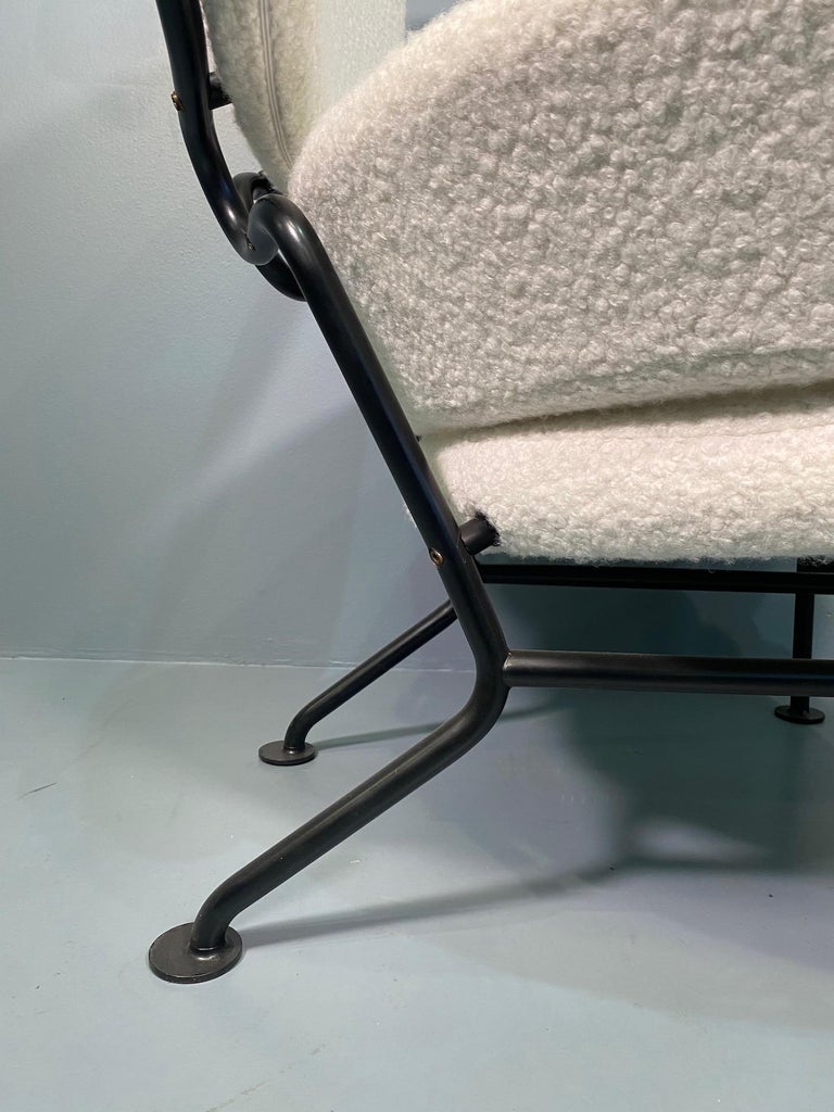 Franco Albini Poggi Pair "Tre Pezzi" Lounge Chairs, White Boucle, 1959 ...