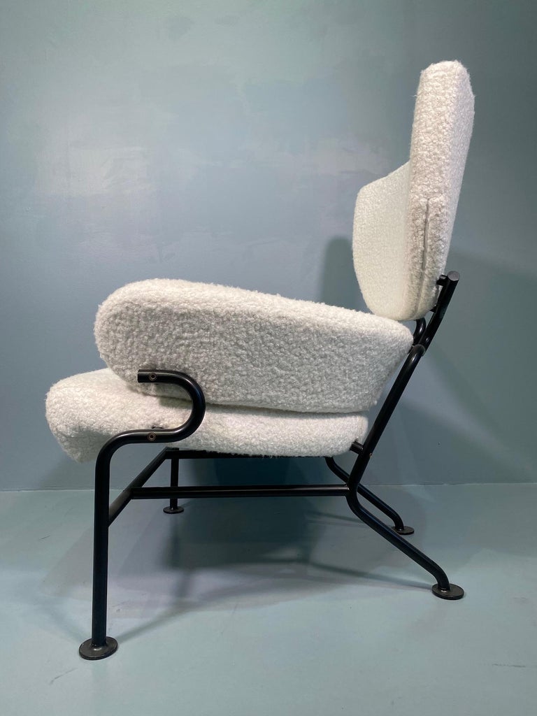 Franco Albini Poggi Pair "Tre Pezzi" Lounge Chairs, White Boucle, 1959 ...
