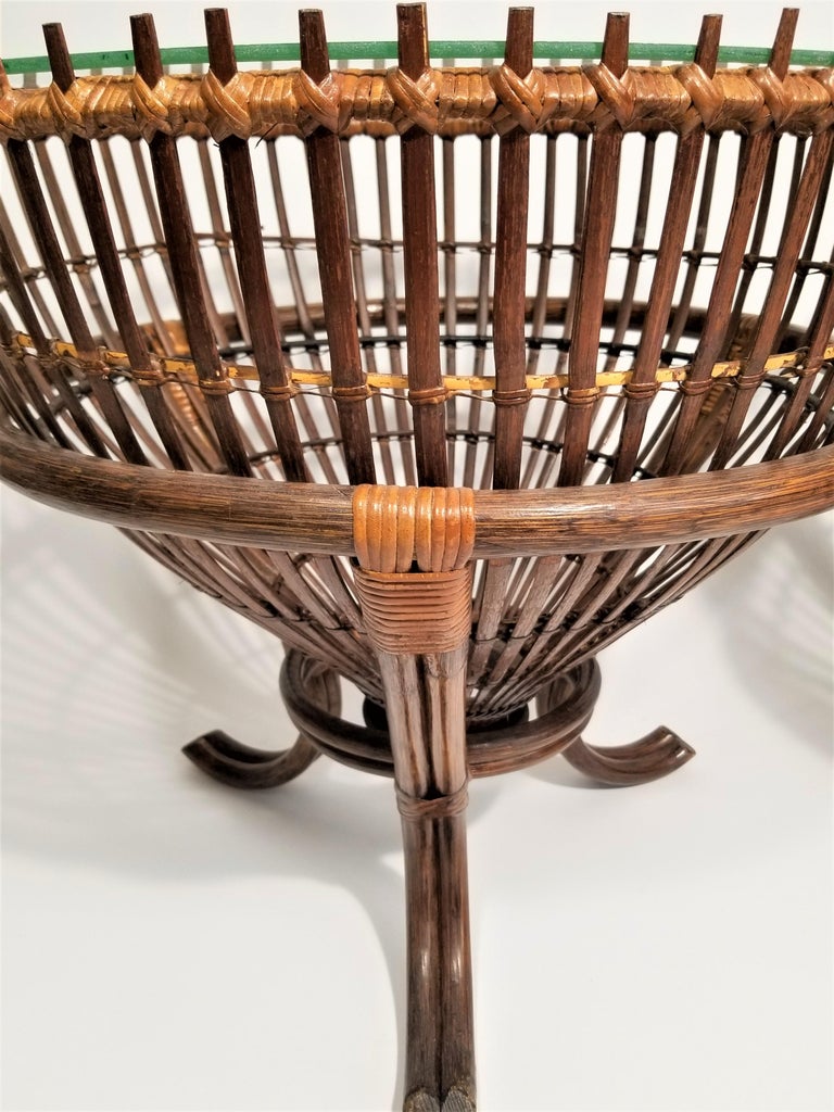 Franco Albini Style Fishing Basket Glass Top Midcentury 1960 Side ...