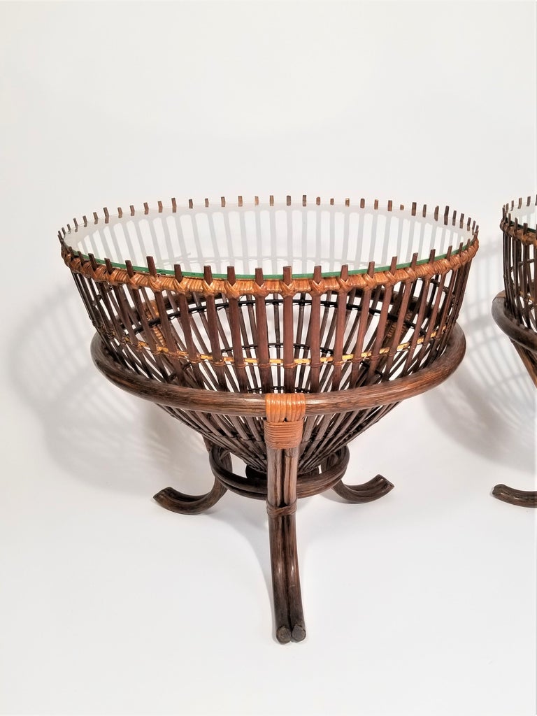 Franco Albini Style Fishing Basket Glass Top Midcentury 1960 Side ...