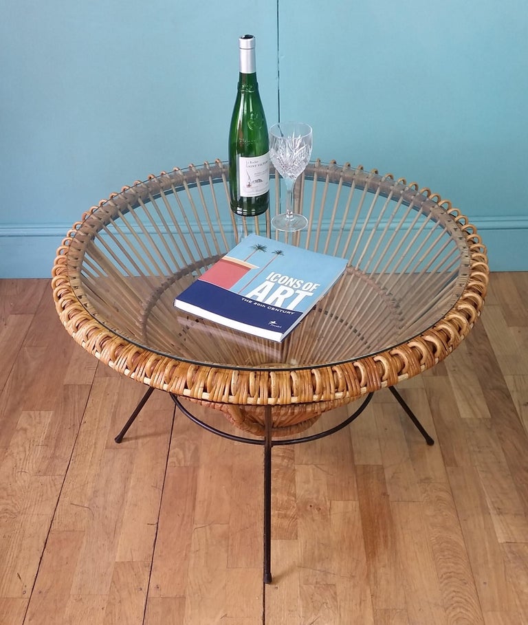 Franco Albini Rattan Coffee Table, 1960's For Sale at 1stDibs