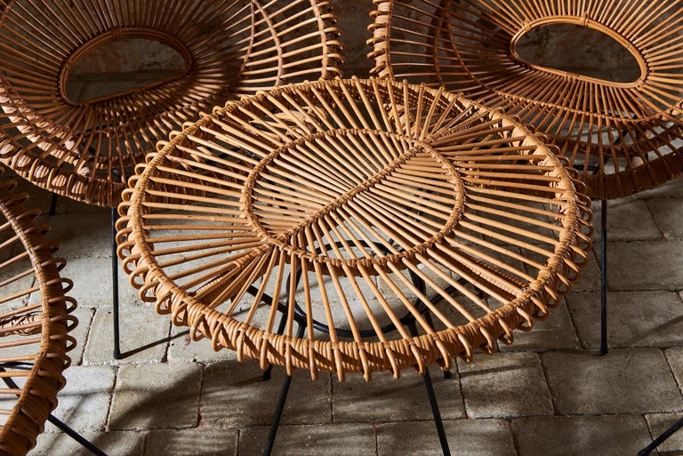 Franco Albini Rattan Table and Chairs, circa 1965 For Sale at 1stDibs