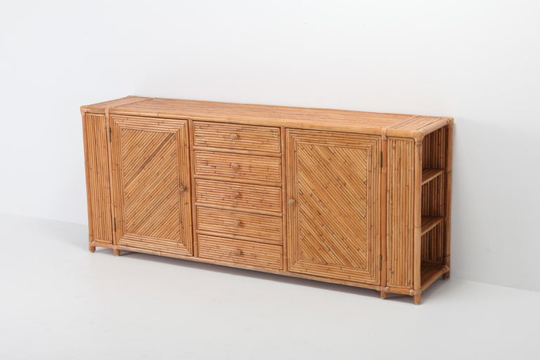 Franco Albini Style Bamboo Credenza at 1stDibs