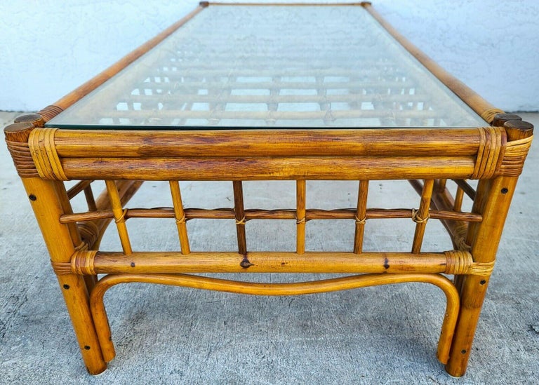 Franco Albini Style Bamboo Rattan Coffee Table by Wilshire at 1stDibs