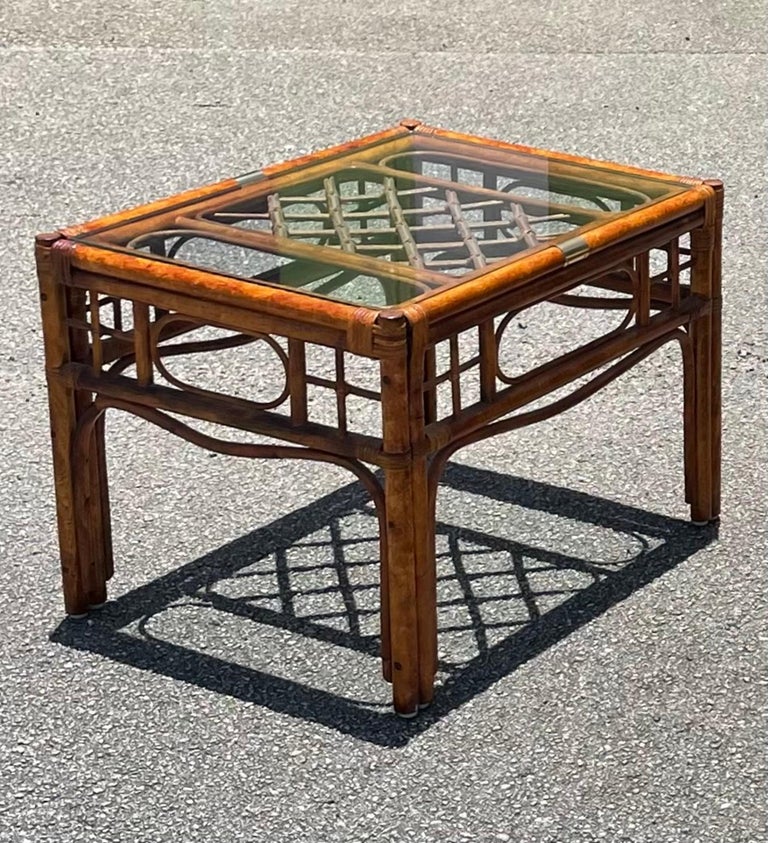 Franco Albini Style Bamboo Rattan Set of 3, Coffee and Side Tables For ...