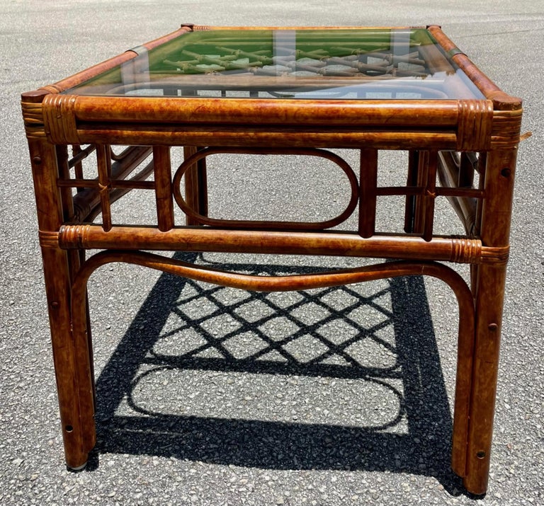 Franco Albini Style Bamboo Rattan Set of 3, Coffee and Side Tables For ...