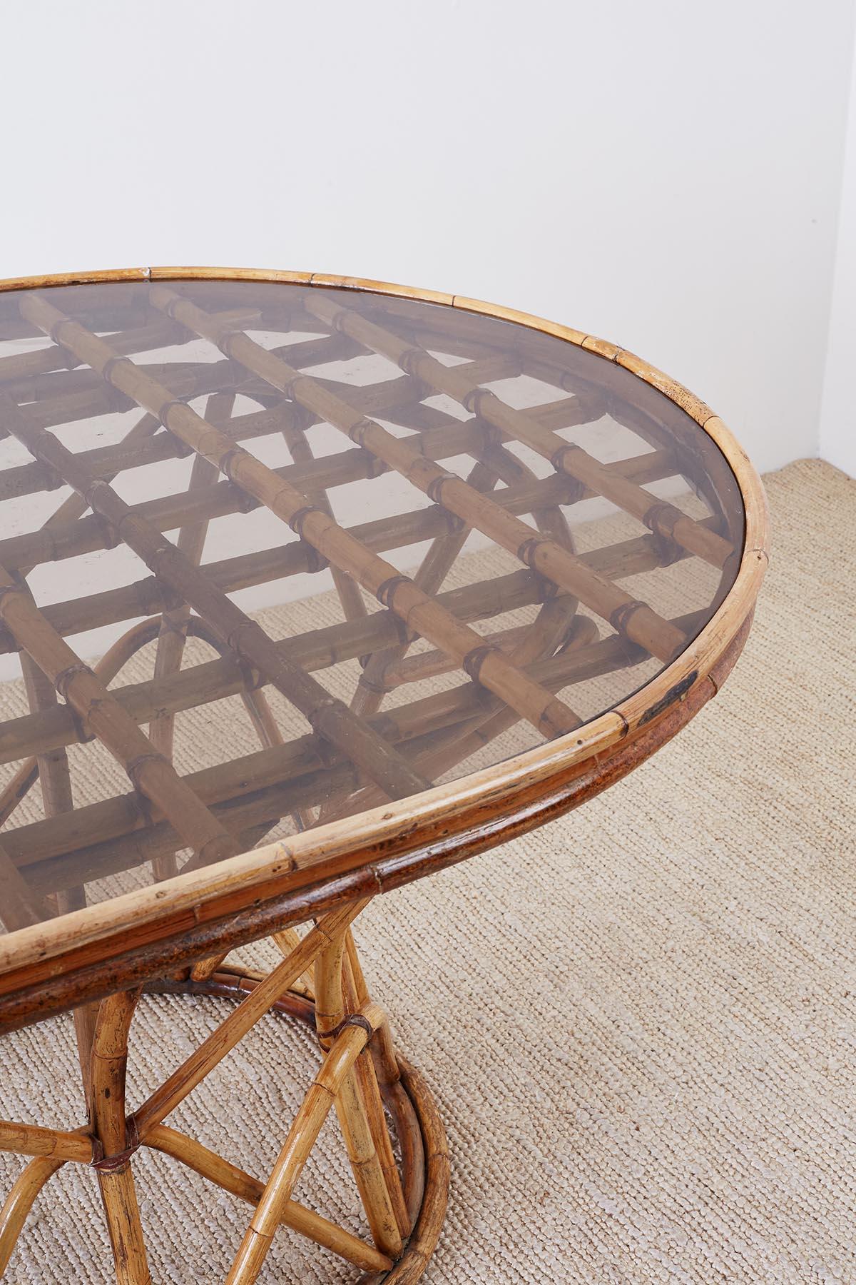 Franco Albini Style Sculptural Bamboo Rattan Dining Table at 1stDibs