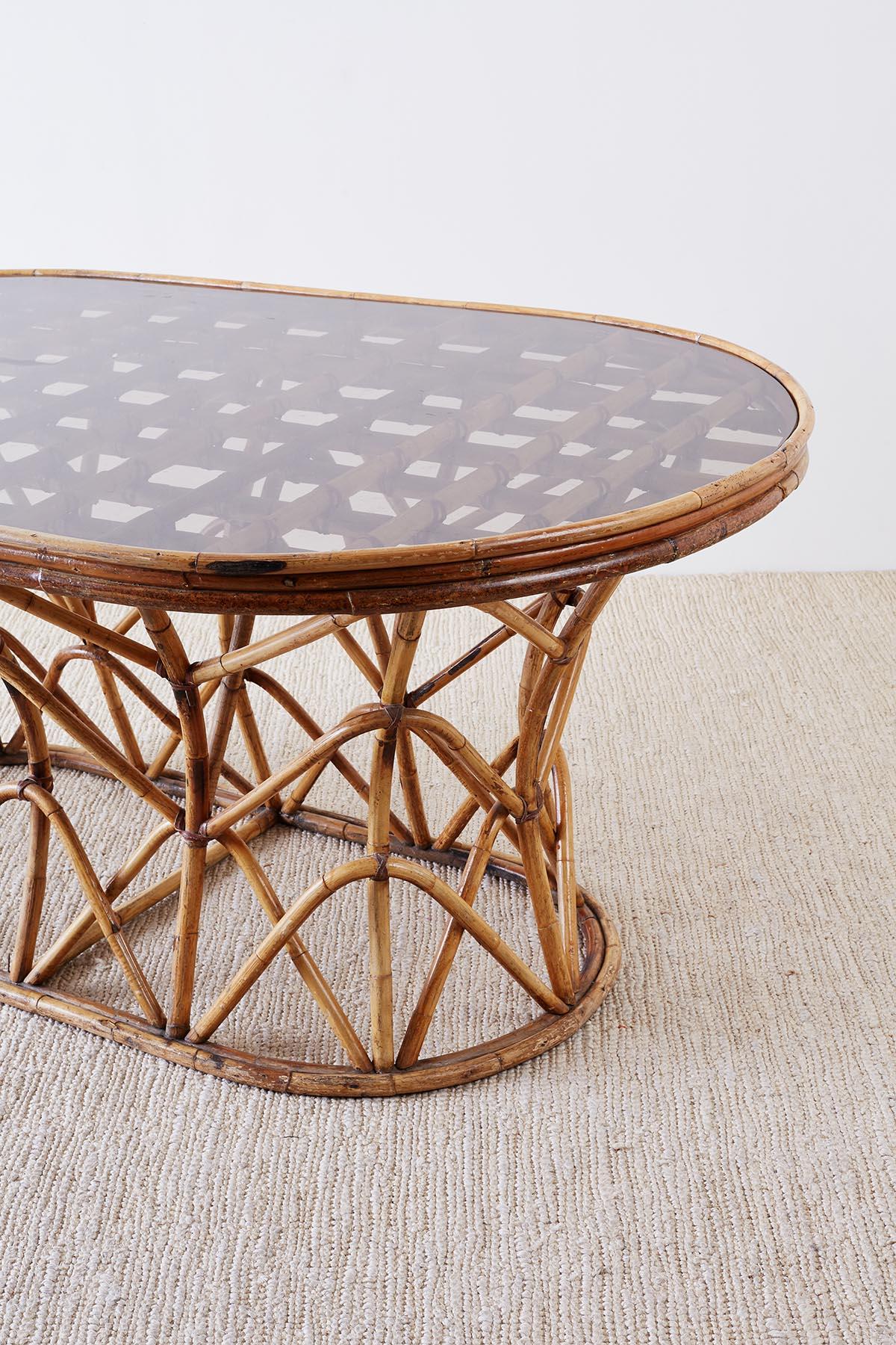 Franco Albini Style Sculptural Bamboo Rattan Dining Table at 1stDibs