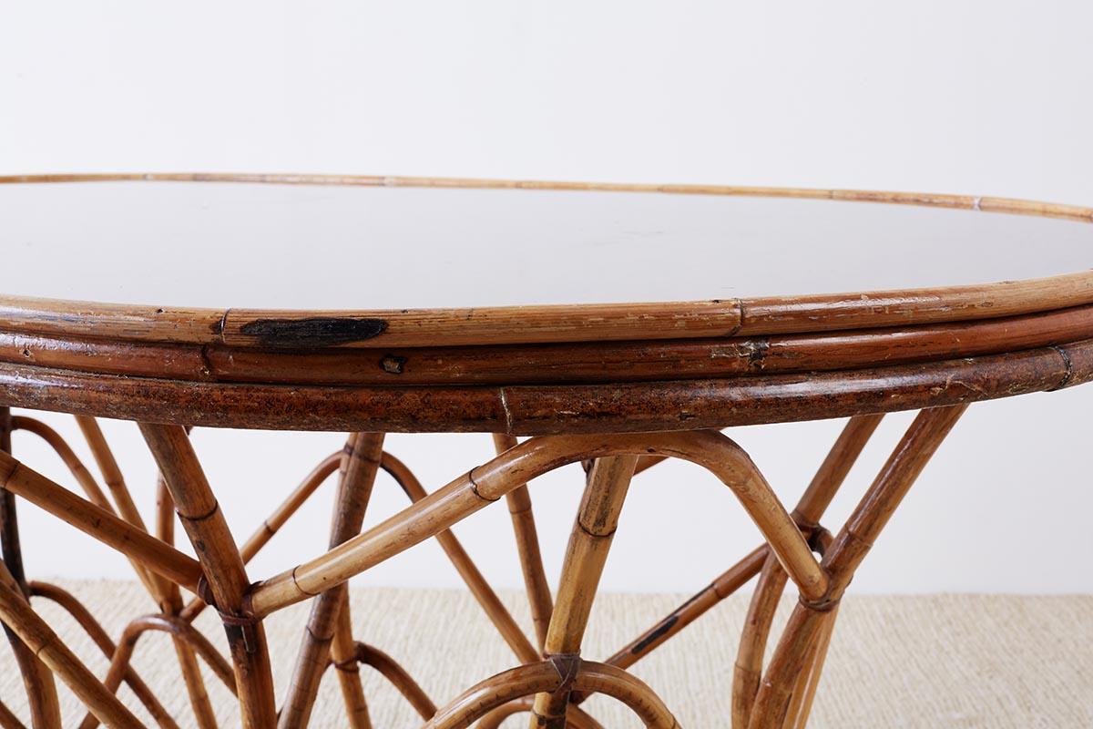 Franco Albini Style Sculptural Bamboo Rattan Dining Table at 1stDibs