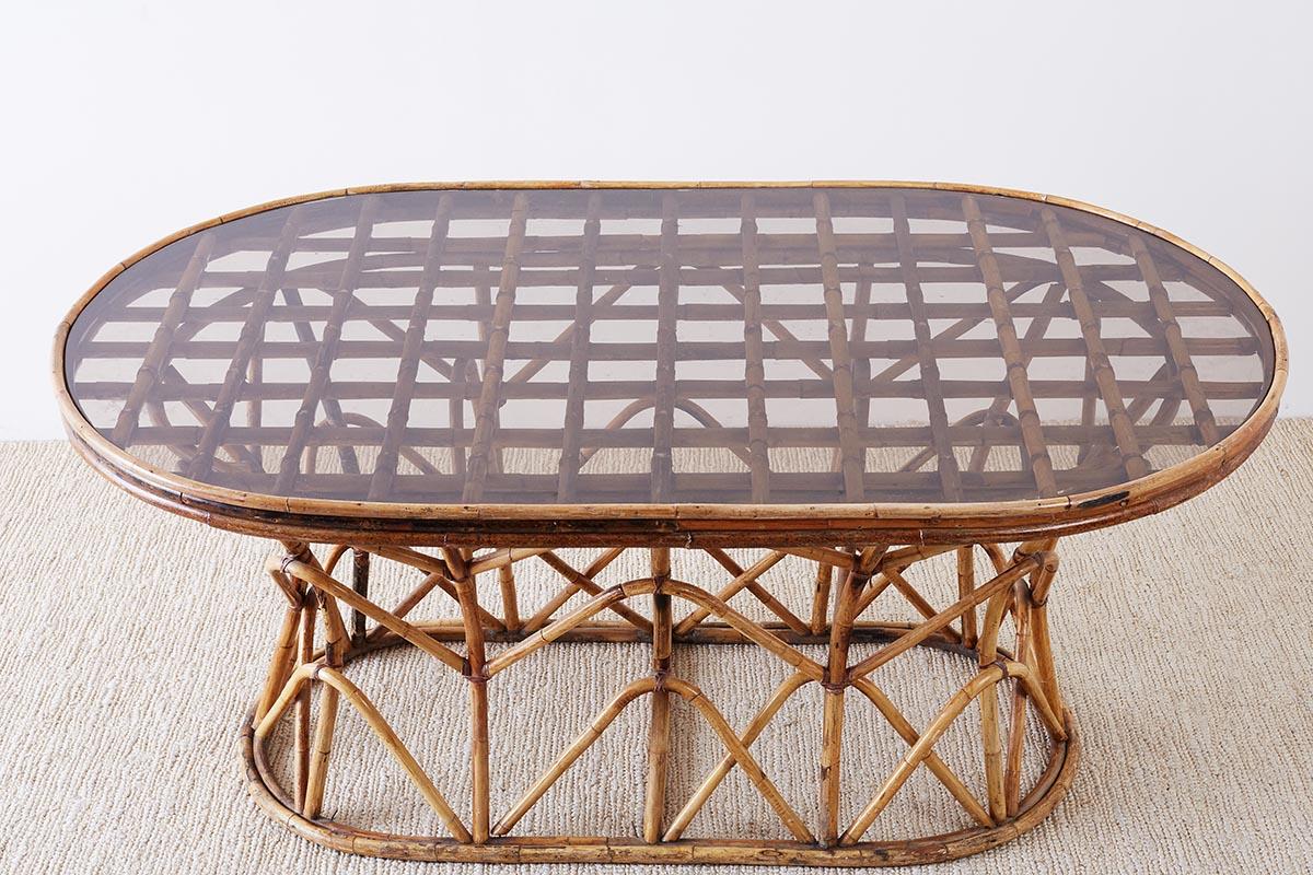 Franco Albini Style Sculptural Bamboo Rattan Dining Table at 1stDibs