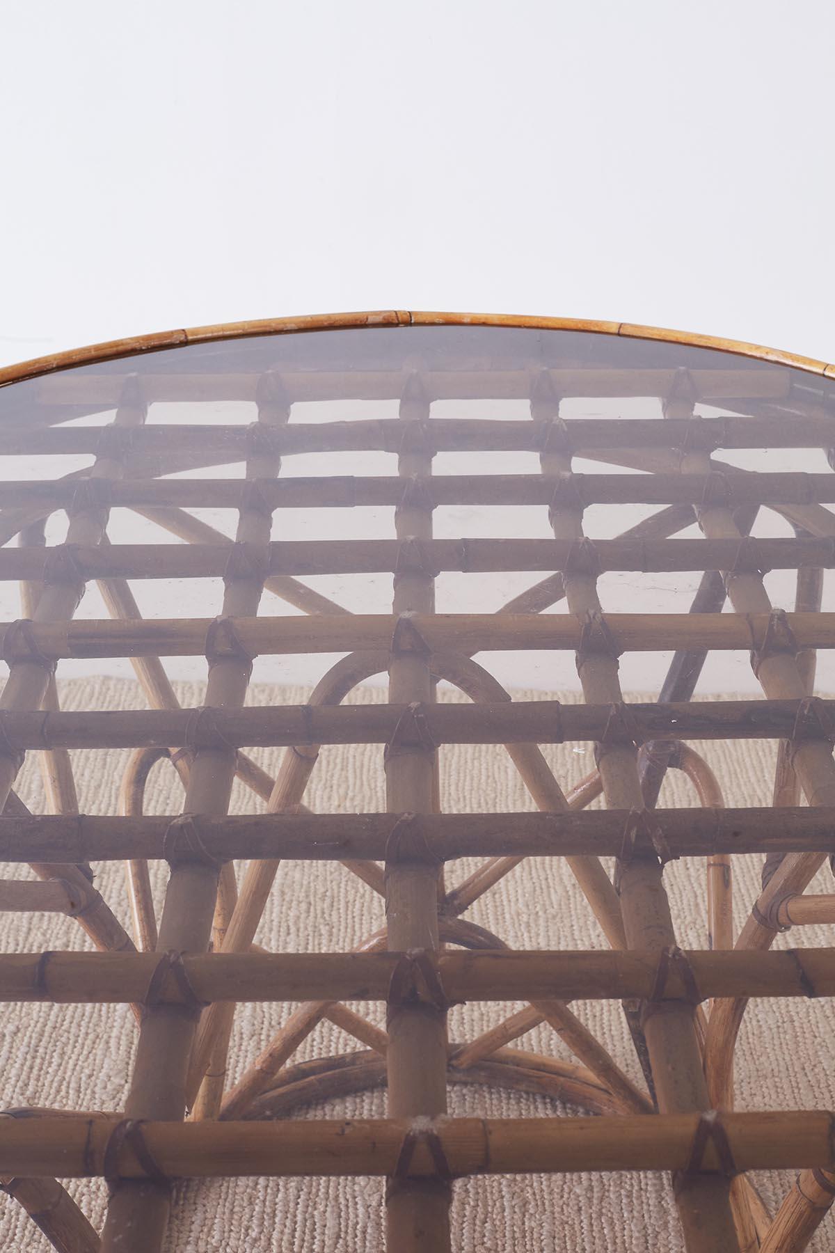 Franco Albini Style Sculptural Bamboo Rattan Dining Table at 1stDibs