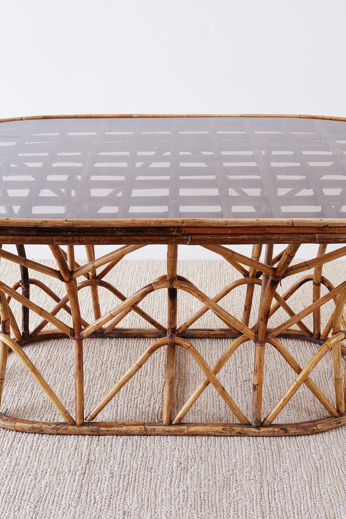 Franco Albini Style Sculptural Bamboo Rattan Dining Table at 1stDibs