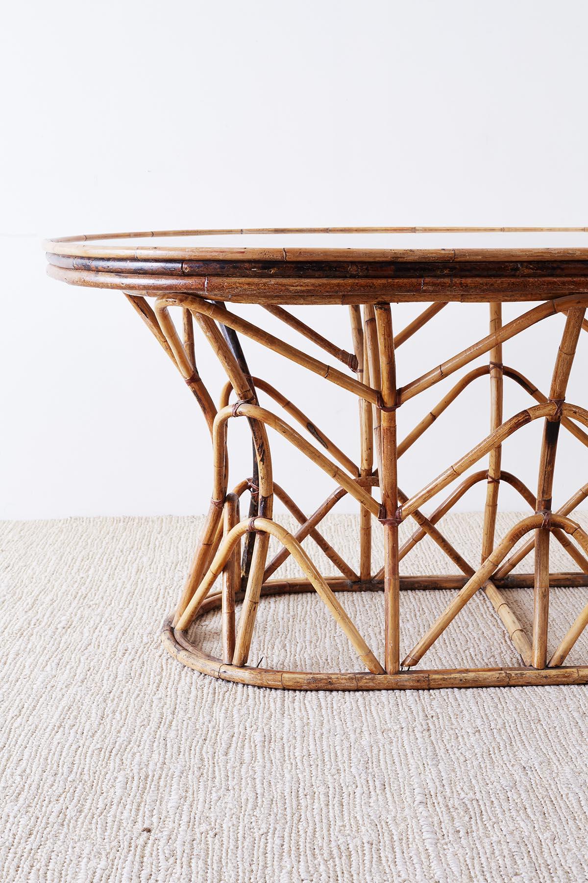 Franco Albini Style Sculptural Bamboo Rattan Dining Table at 1stDibs