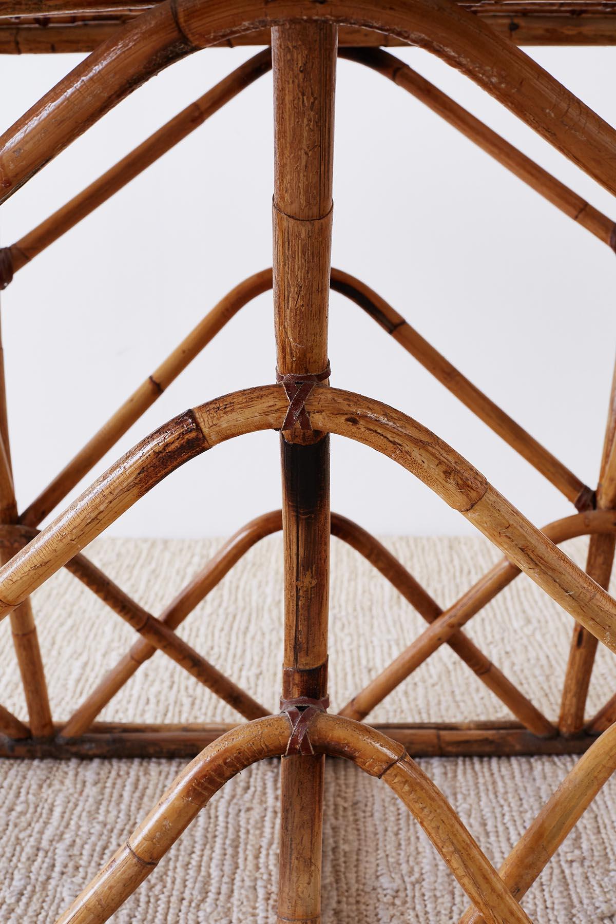 Franco Albini Style Sculptural Bamboo Rattan Dining Table at 1stDibs