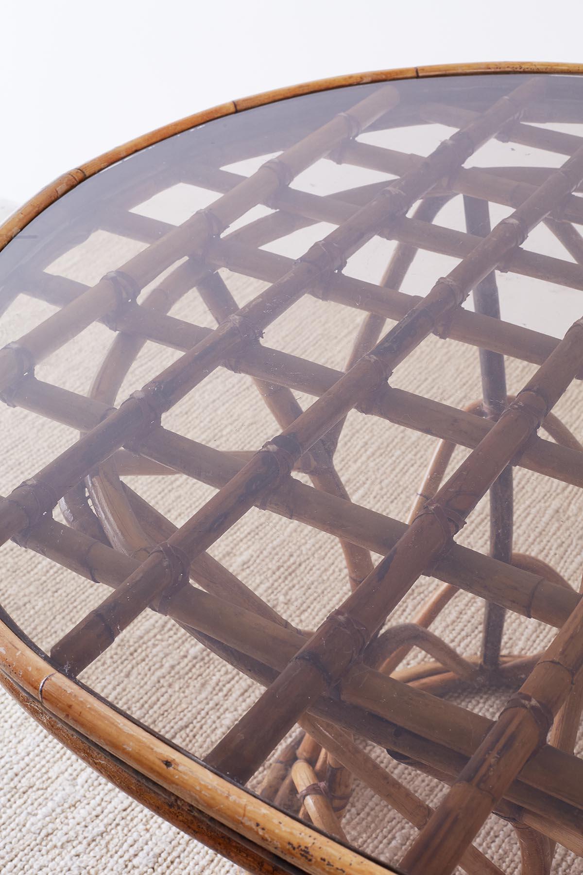 Franco Albini Style Sculptural Bamboo Rattan Dining Table at 1stDibs