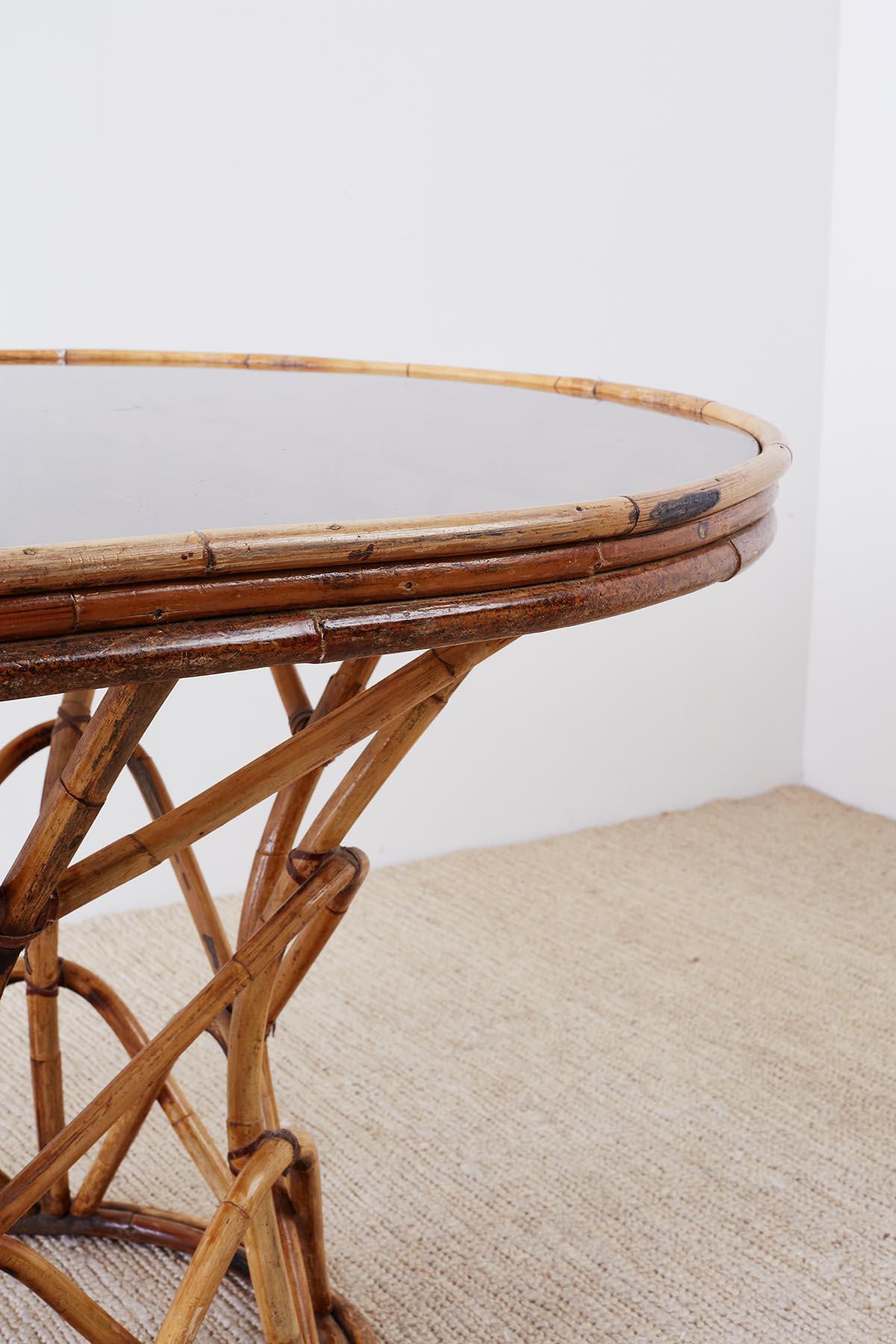 Franco Albini Style Sculptural Bamboo Rattan Dining Table at 1stDibs