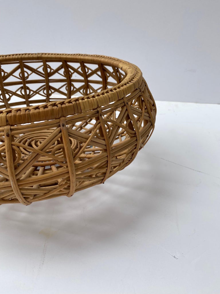 Franco Albini Style Wicker Basket For Sale at 1stDibs