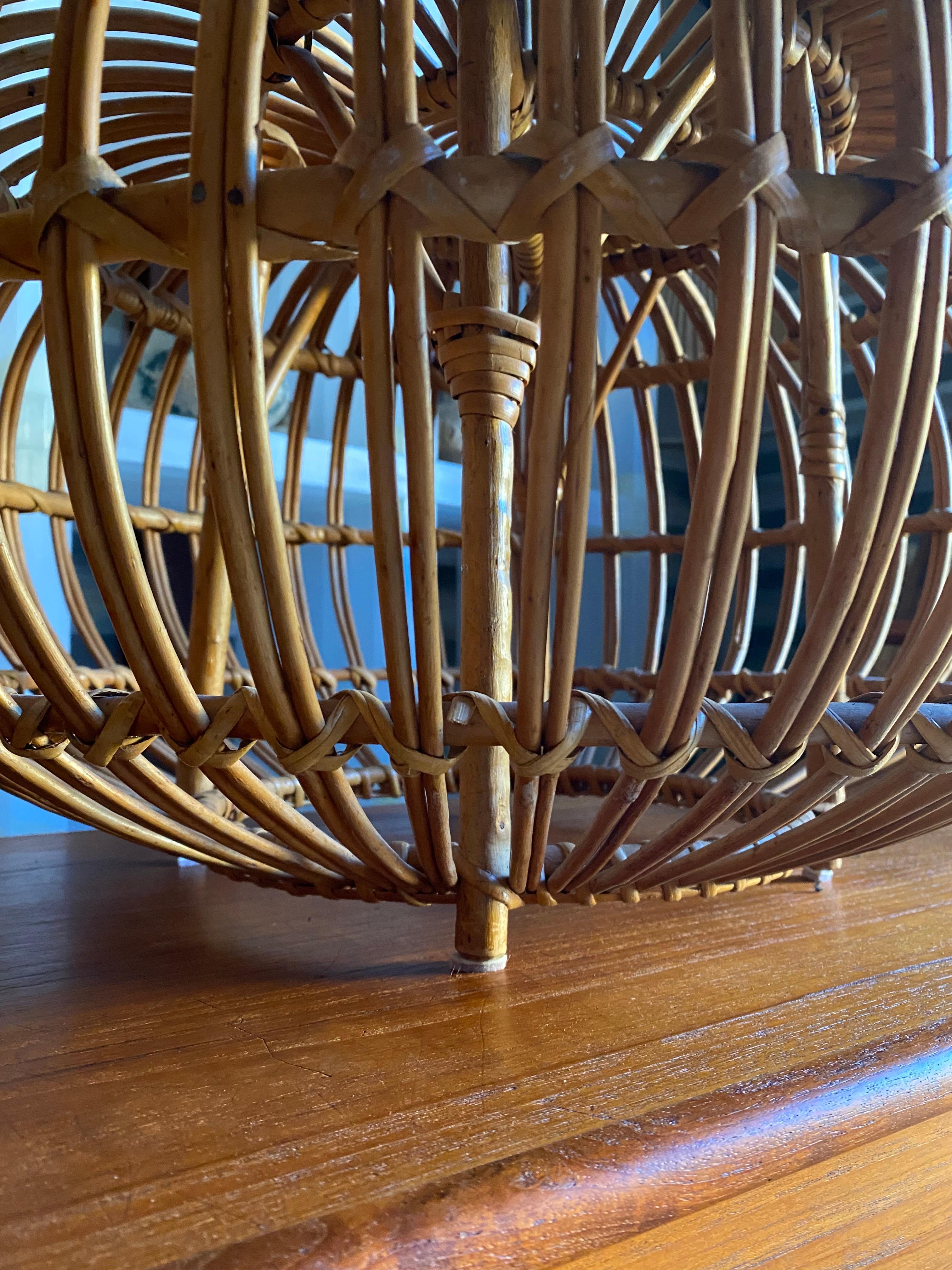 Franco Albini Woven Rattan Ottoman Pouf For Sale at 1stDibs