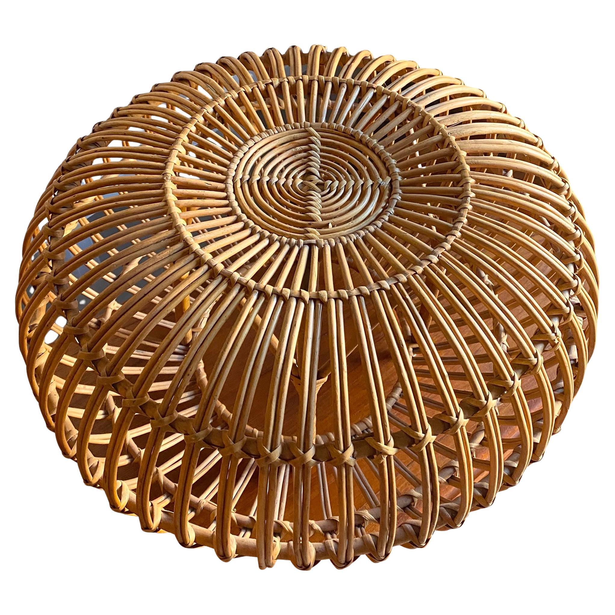 Vintage Franco Albini Style Woven Rattan Ottoman Pouf For Sale at ...