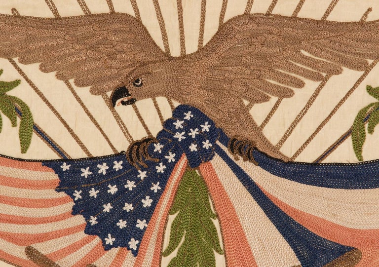 Franco-American Textile with the Image of an Eagle Holding the American ...