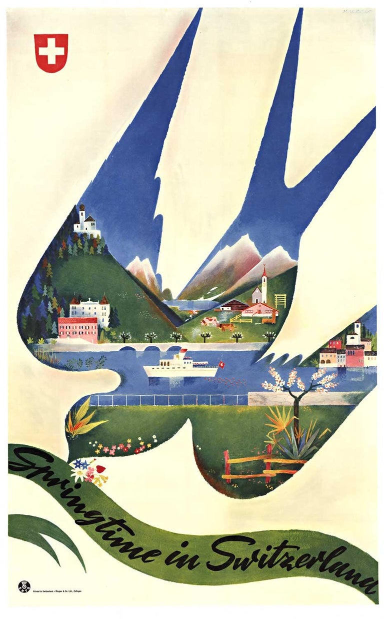 Franco Barberis - Original 'Springtime in Switzerland' vintage Swiss ...