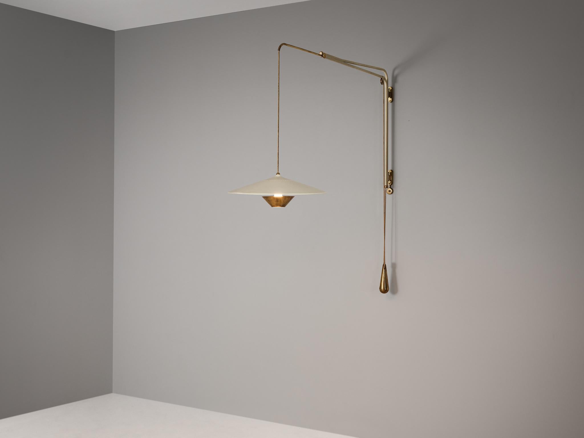 Franco Buzzi for O-Luce 'B3' Wall Light with Off-White Shade and Brass ...