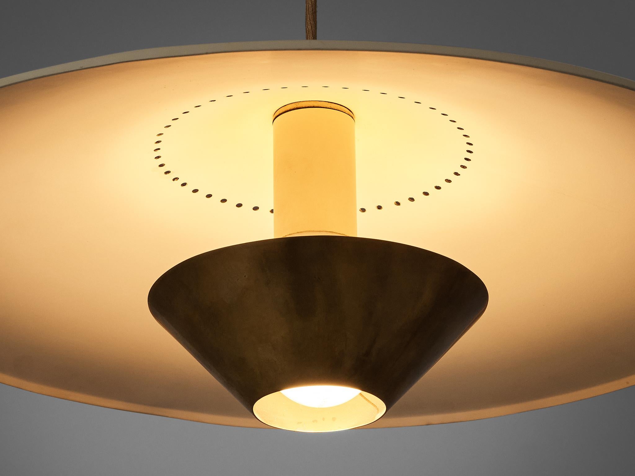 Franco Buzzi for O-Luce 'B3' Wall Light with Off-White Shade and Brass ...