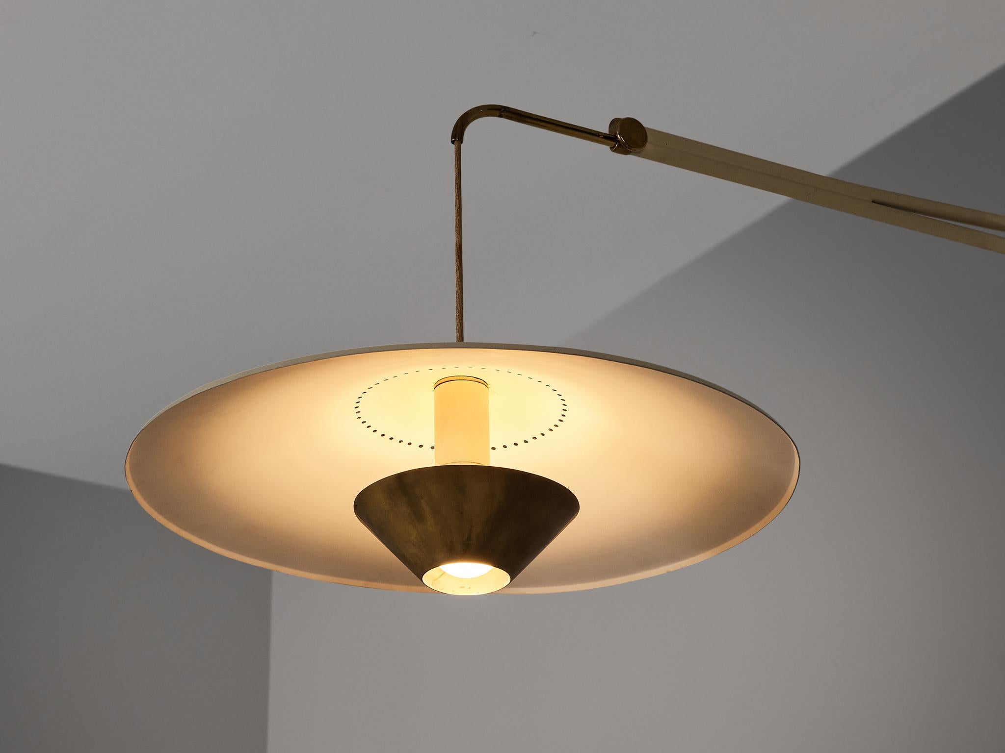 Franco Buzzi for O-Luce 'B3' Wall Light with Off-White Shade and Brass ...
