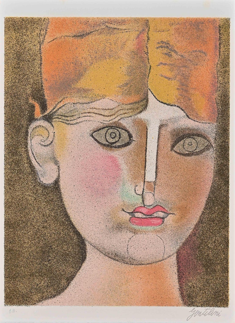 Franco Gentilini - A girl - Lithograph by Franco Gentilini - 1970s For ...