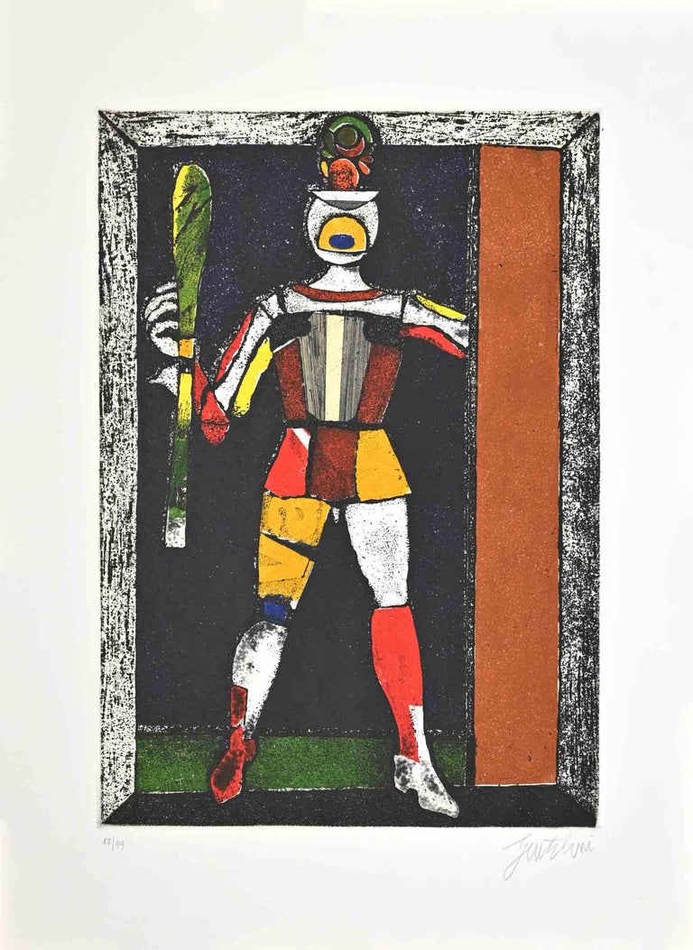 Franco Gentilini - Knave of Sticks - Etching by Franco Gentilini ...