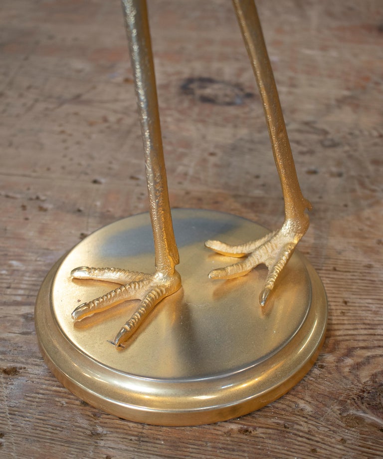 Franco Lagini 1970s Italian Pair of Gold Gilt Brass and Crystal Crane ...