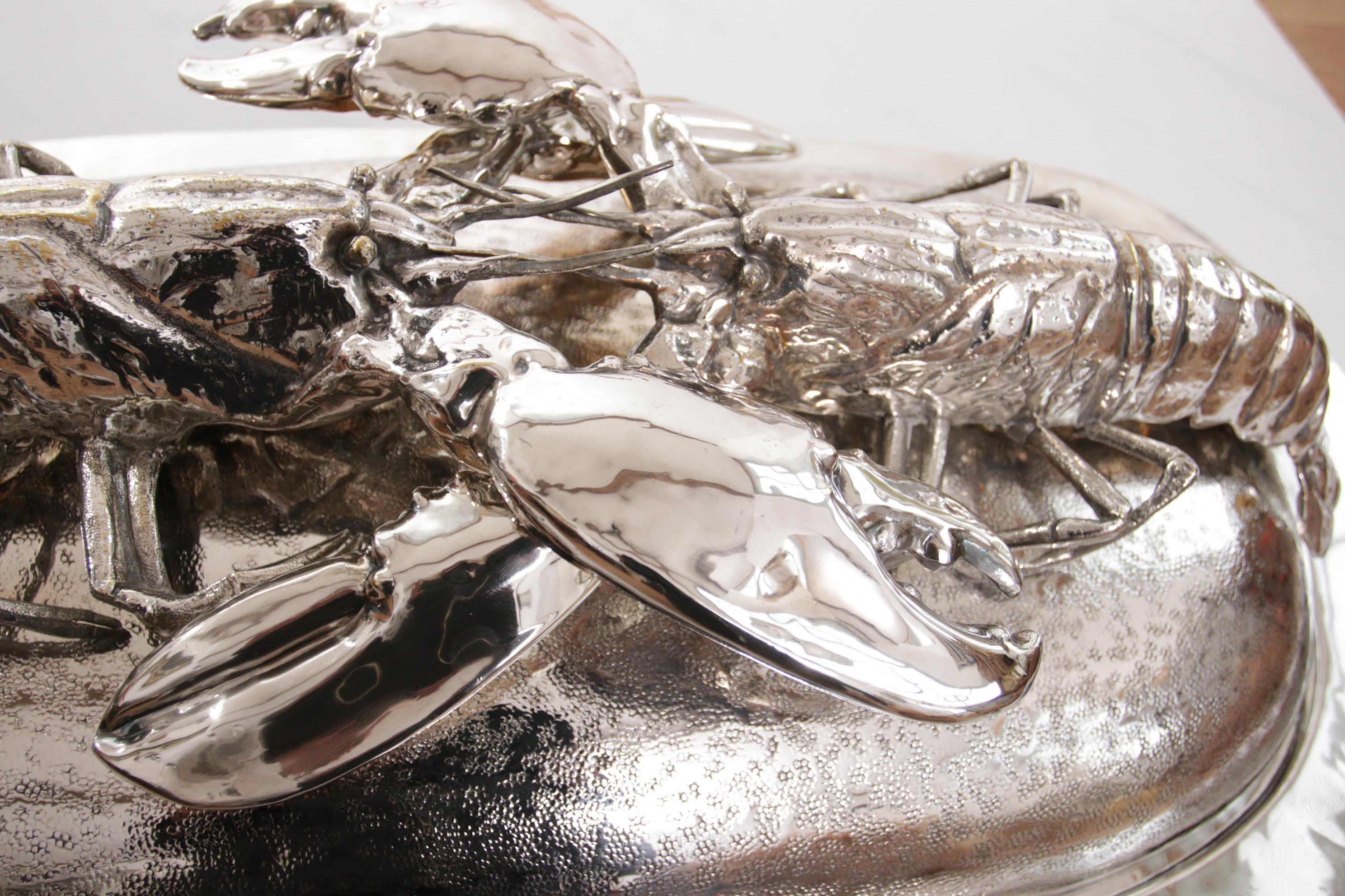 Franco Lapini King Size Lobsters Dish Silver Plate, circa 1970 For Sale ...