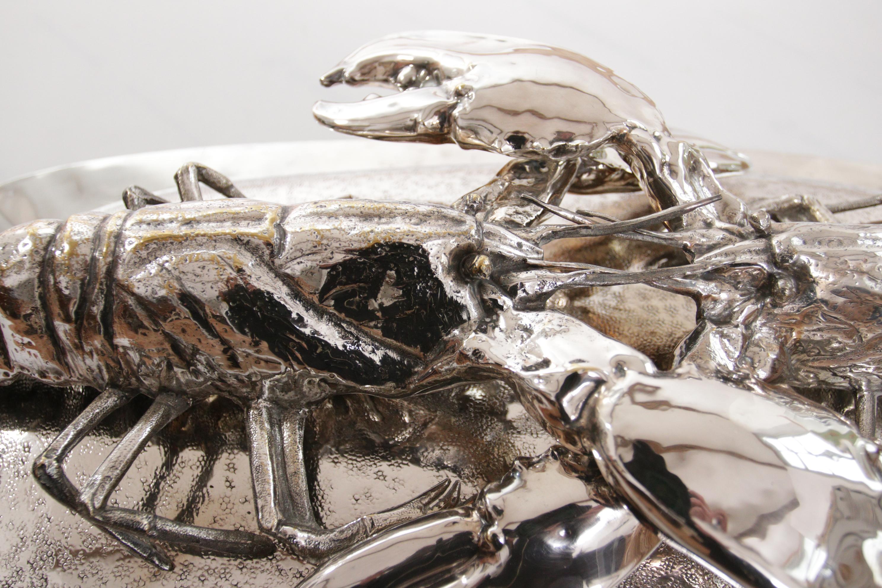 Franco Lapini King Size Lobsters Dish Silver Plate, circa 1970 For Sale ...