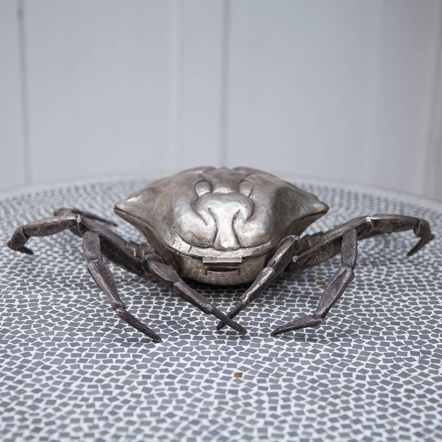 Franco Lapini Silver Plated Caviar Crab, Italy, 1970 Marked at 1stDibs