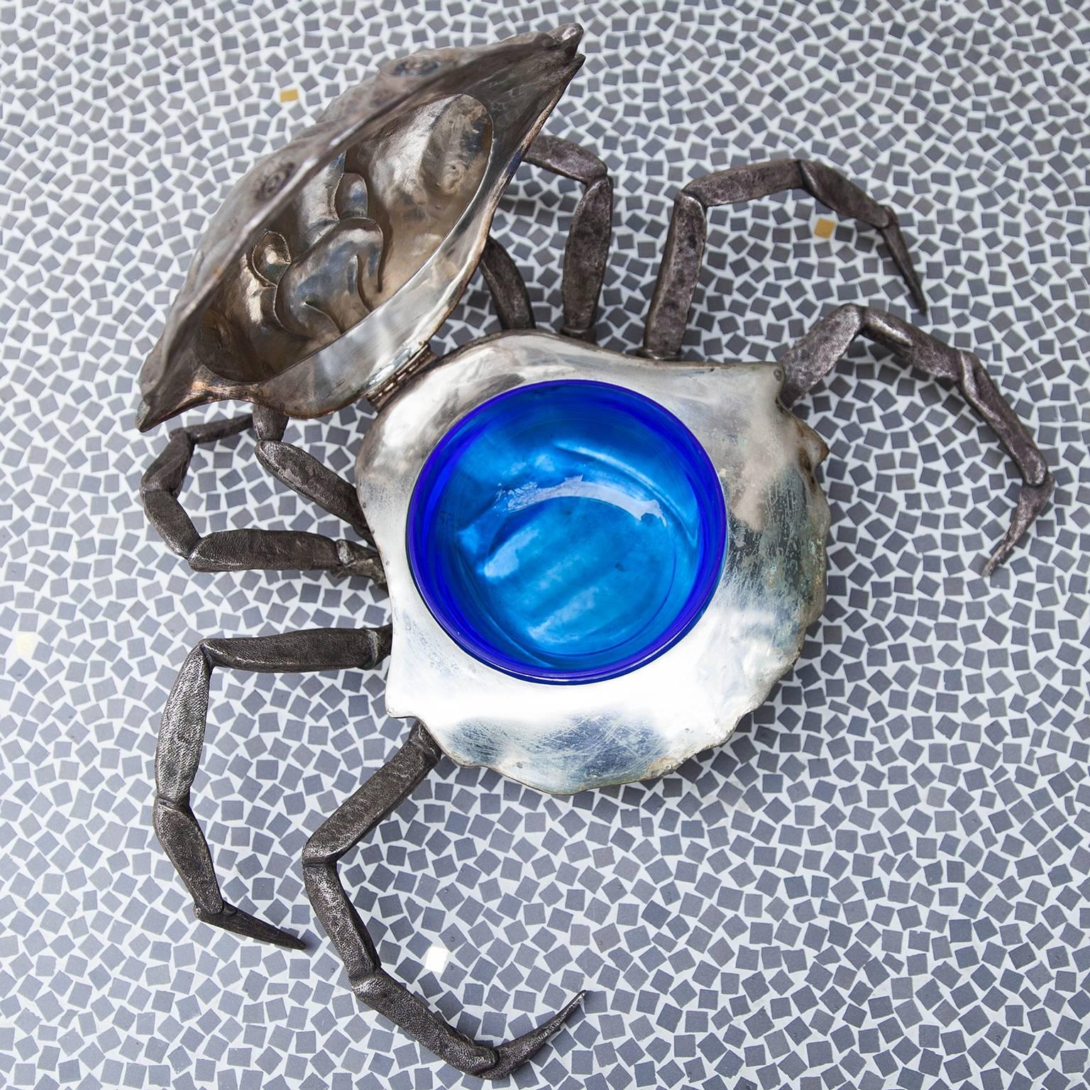 Franco Lapini Silver Plated Caviar Crab, Italy, 1970 Marked at 1stDibs