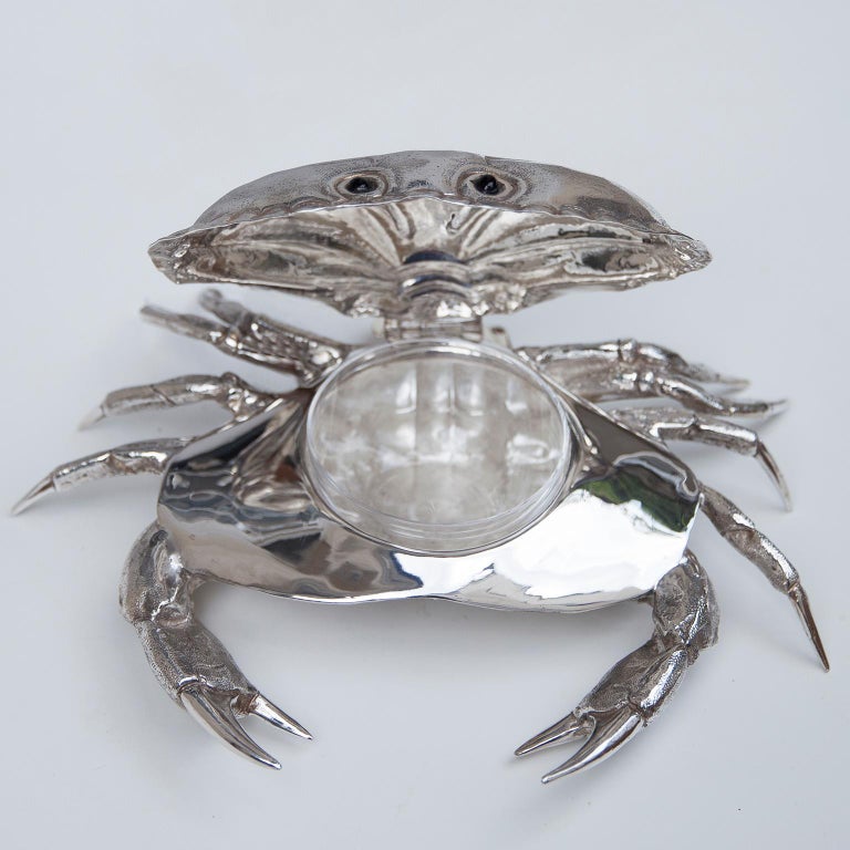 Franco Lapini Silver Plated King Crab Caviar Bowl, Italy, 1970s at 1stDibs