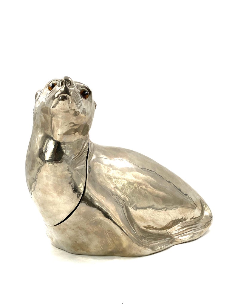 Franco Lapini, Silverplate Seal Wine Cooler / Ice Bucket, 1970s, Italy ...