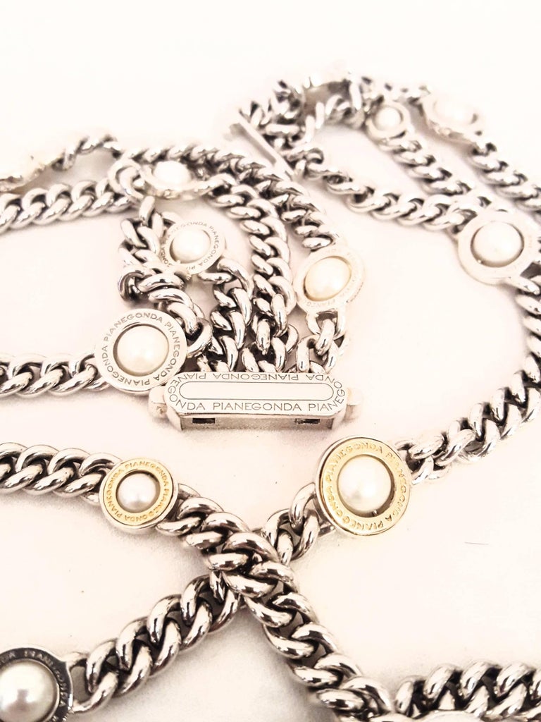 Franco Pianegonda Sterling Silver and 18 Karat Pearl Three-Strand ...