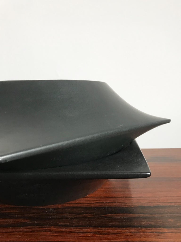 Franco Pozzi Italian Black Ceramic Centerpiece 1960s For Sale at 1stDibs