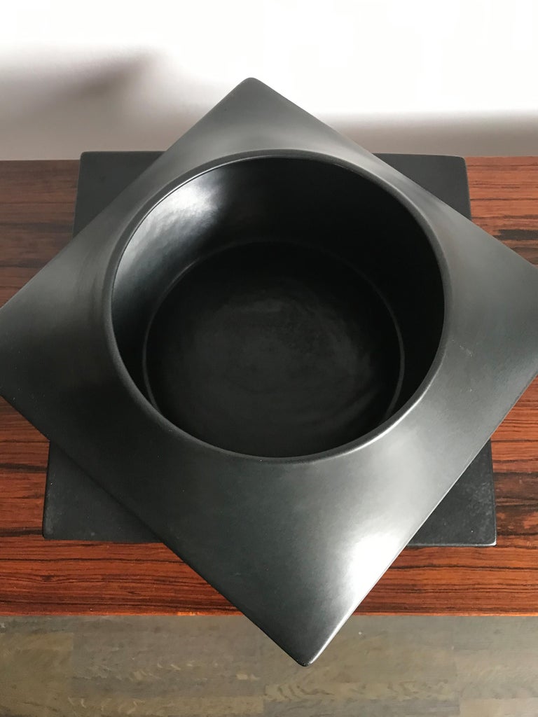 Franco Pozzi Italian Black Ceramic Centerpiece 1960s For Sale at 1stDibs