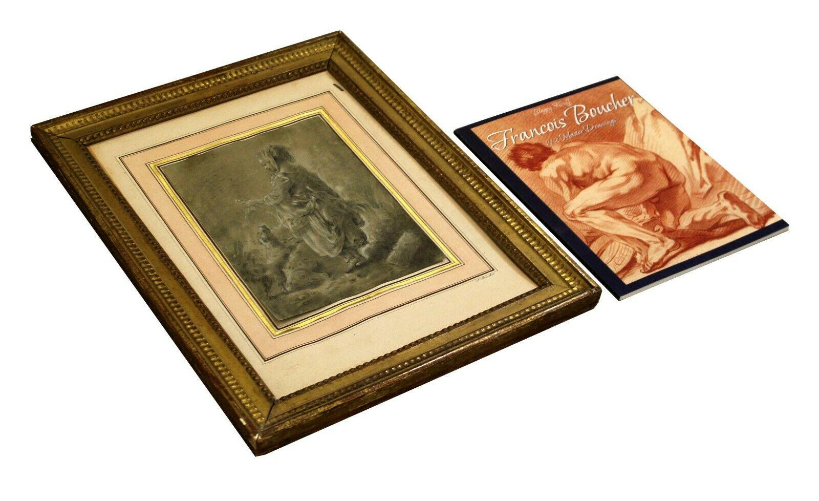 Francois Boucher Woman with Dog Original Drawing For Sale at 1stDibs